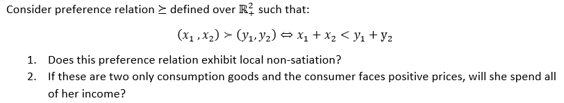 Consider preference relation defined over R? such | Chegg.com