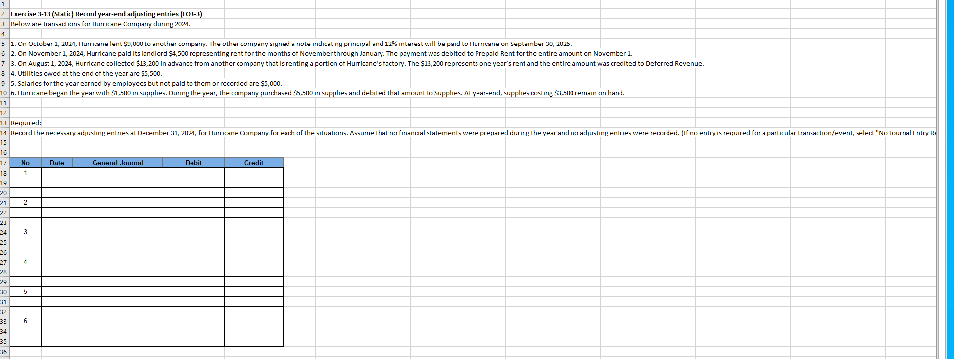 Solved 1 2 Exercise 3-13 (Static) Record year-end adjusting | Chegg.com
