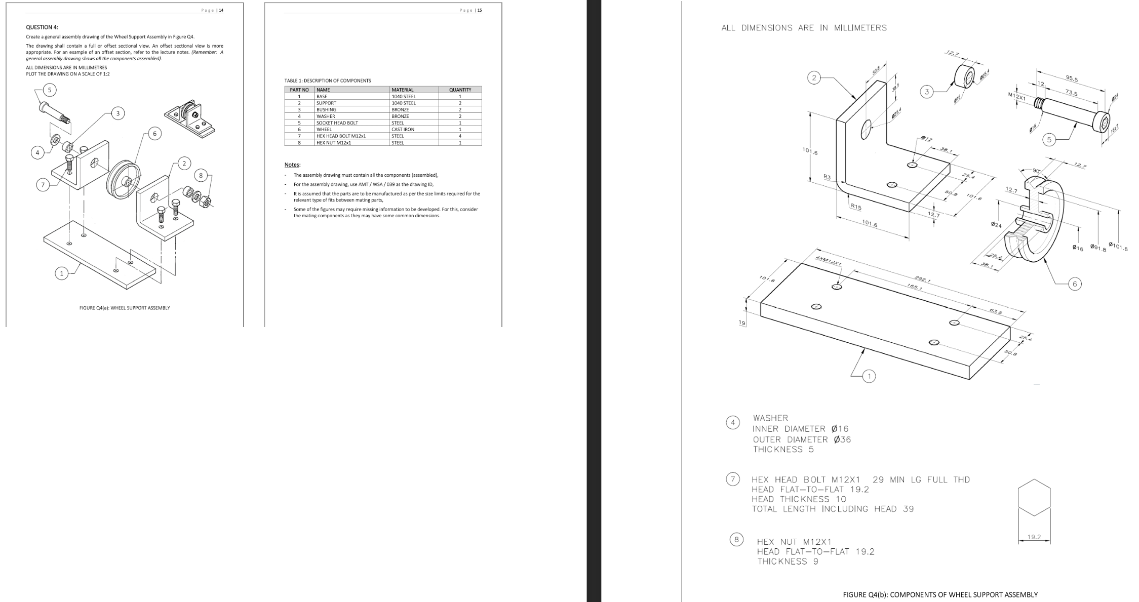 QUESTION 4: Create a general assembly drawing of the | Chegg.com