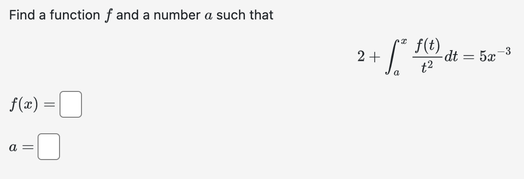 Solved Find a function f and a number a such that | Chegg.com