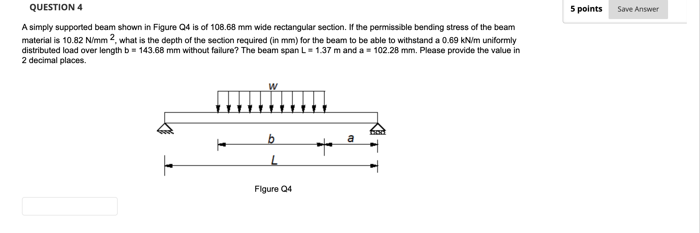 Solved QUESTION 4 A simply supported beam shown in Figure Q4 | Chegg.com