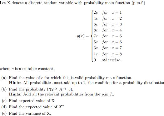 Solved Let X denote a discrete random variable with | Chegg.com