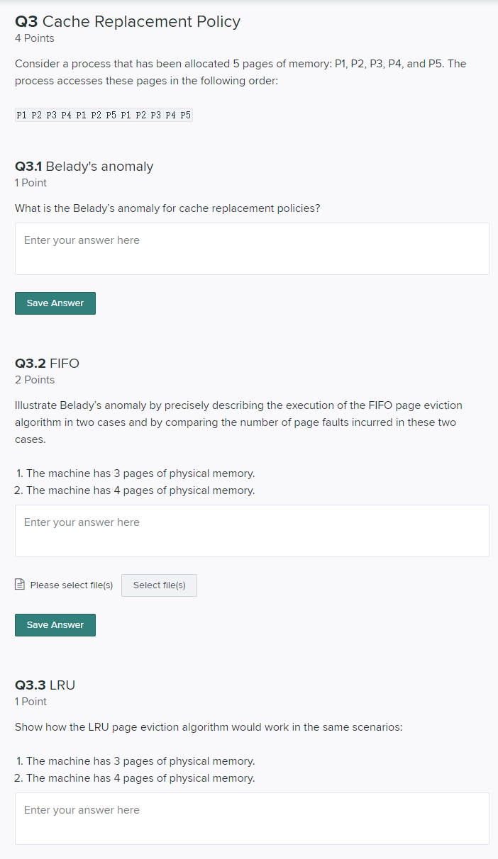 Solved Q3 Cache Replacement Policy 4 Points Consider a | Chegg.com