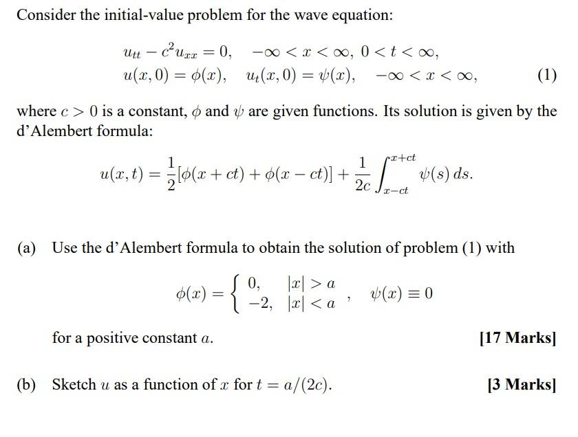 Solved Consider the initial-value problem for the wave | Chegg.com