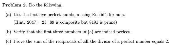 Solved Problem 2. Do the following. (a) List the first five | Chegg.com