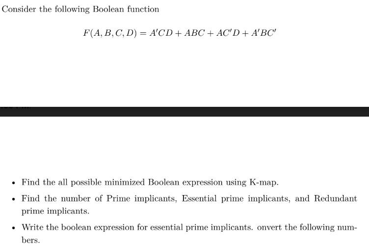 Solved Consider the following Boolean function | Chegg.com