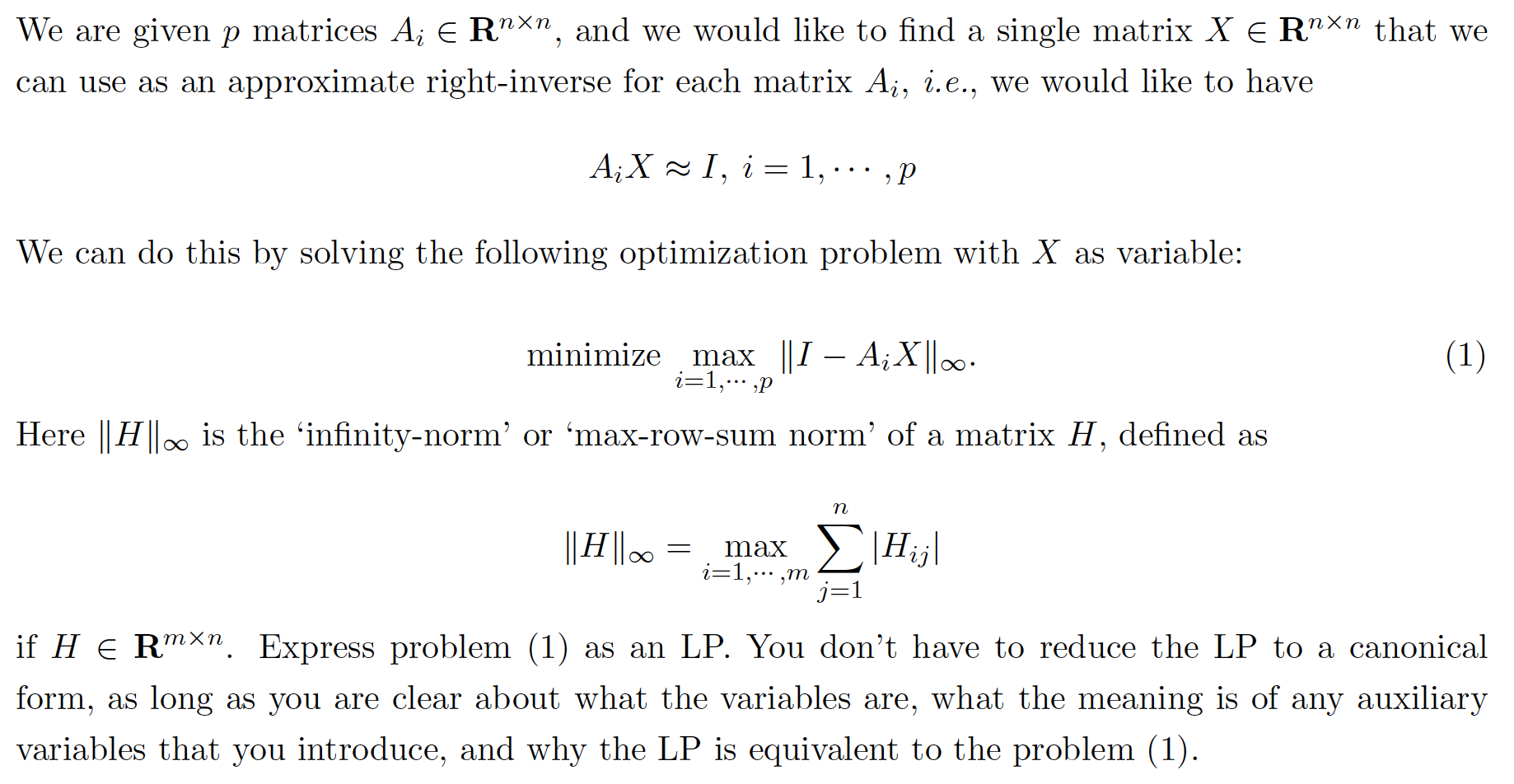 We are given p matrices Ai∈Rn×n, and we would like to | Chegg.com