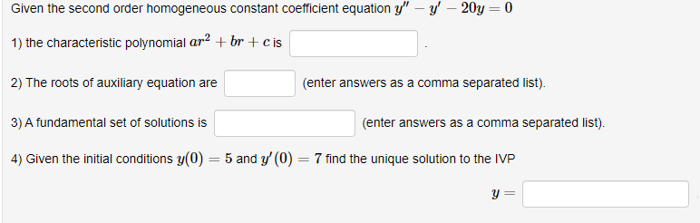 Solved Given the second order homogeneous constant | Chegg.com