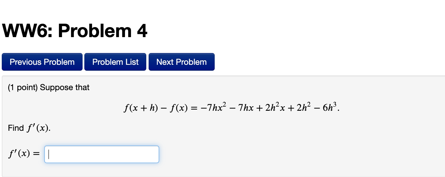 Solved WW6: Problem 1 Previous Problem Problem List Next | Chegg.com