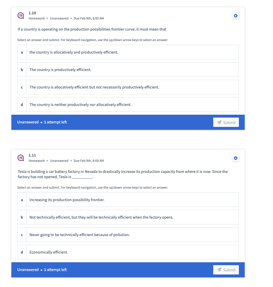 Solved 1.10 Homework - Unanswered - Due Feb 9th, 8:00 AM If | Chegg.com