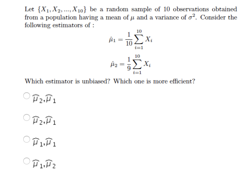 Solved Let {X1, X2, ..., X10} be a random sample of 10 | Chegg.com