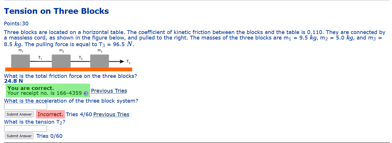 Solved Three blocks are located on a horizontal table. The | Chegg.com