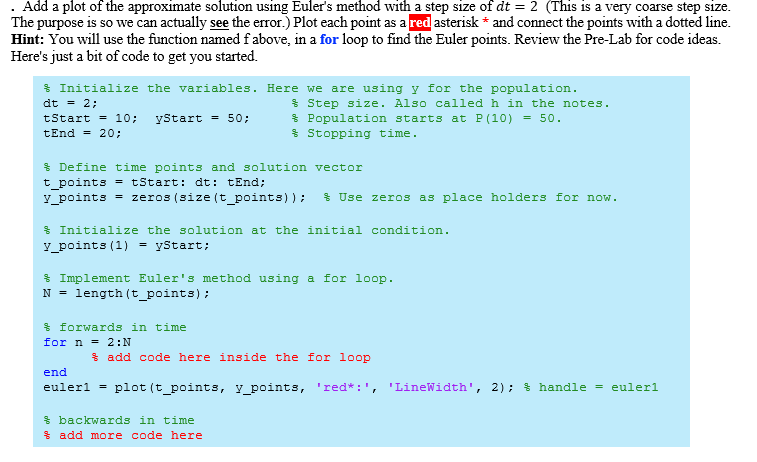 Add a plot of the approximate solution using Euler's | Chegg.com