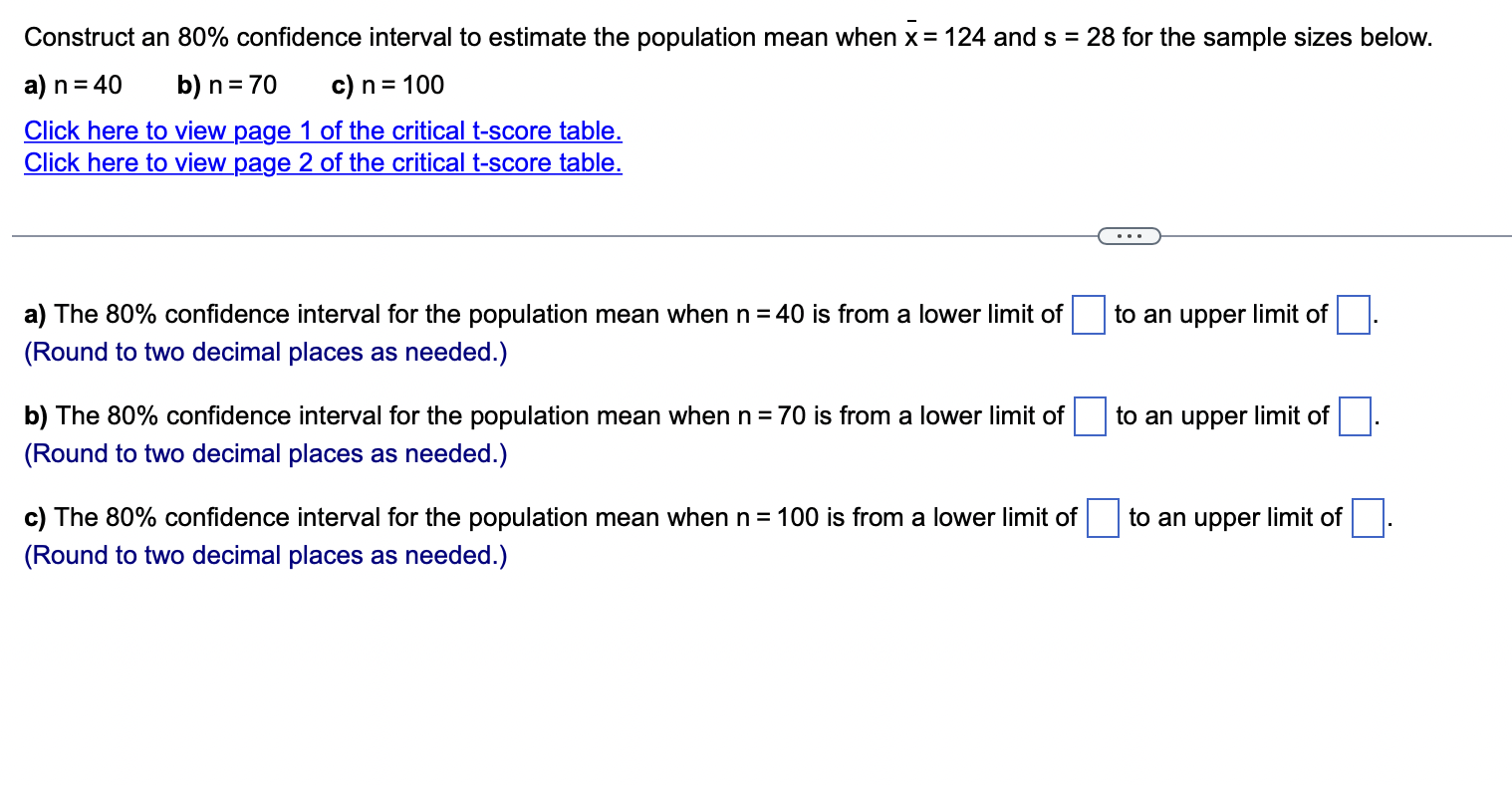 Solved Construct an 80% confidence interval to estimate the | Chegg.com