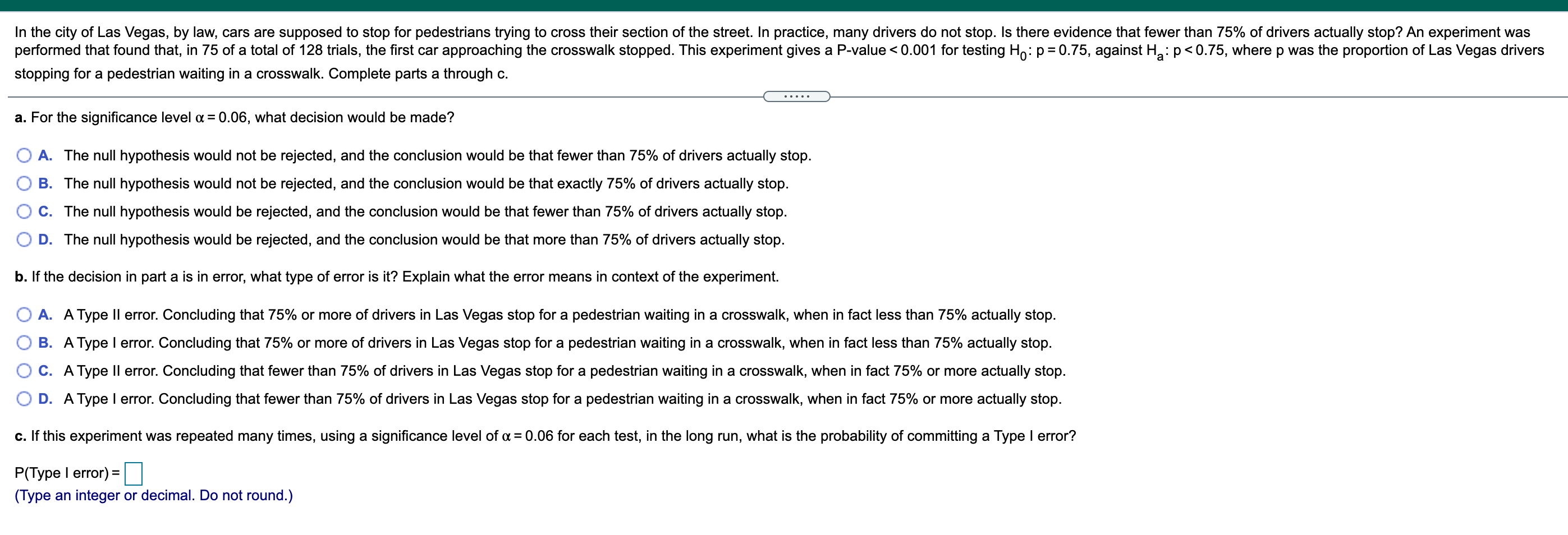 Solved In the city of Las Vegas, by law, cars are supposed | Chegg.com