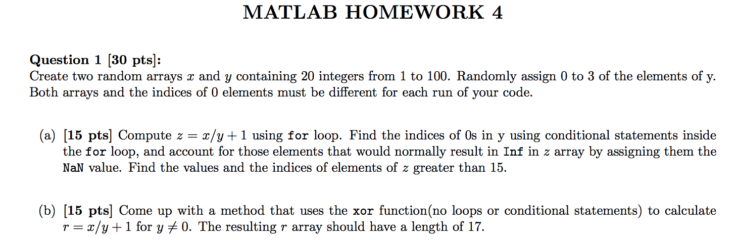 Solved Question 1 [30 pts]: Create two random arrays x and y | Chegg.com