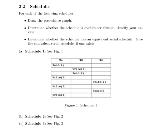 Solved 2.2 Schedules For each of the following schedules: • | Chegg.com