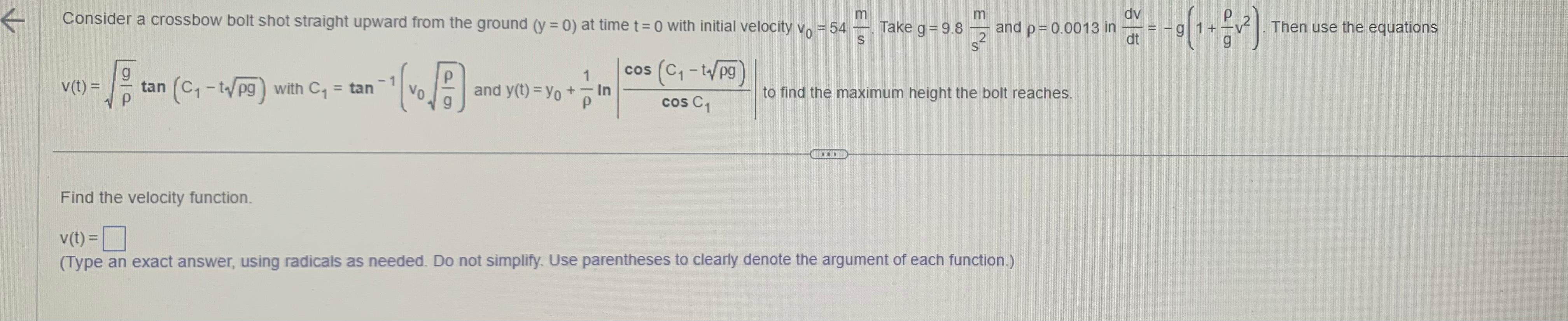 Solved Consider a crossbow bolt shot straight upward from | Chegg.com