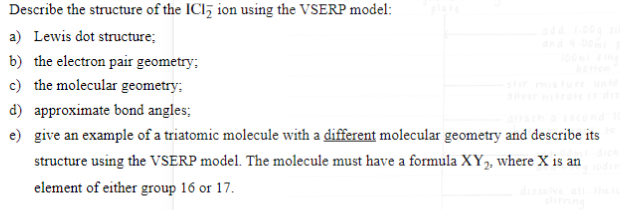 Solved Describe the structure of the ICI, ion using the | Chegg.com
