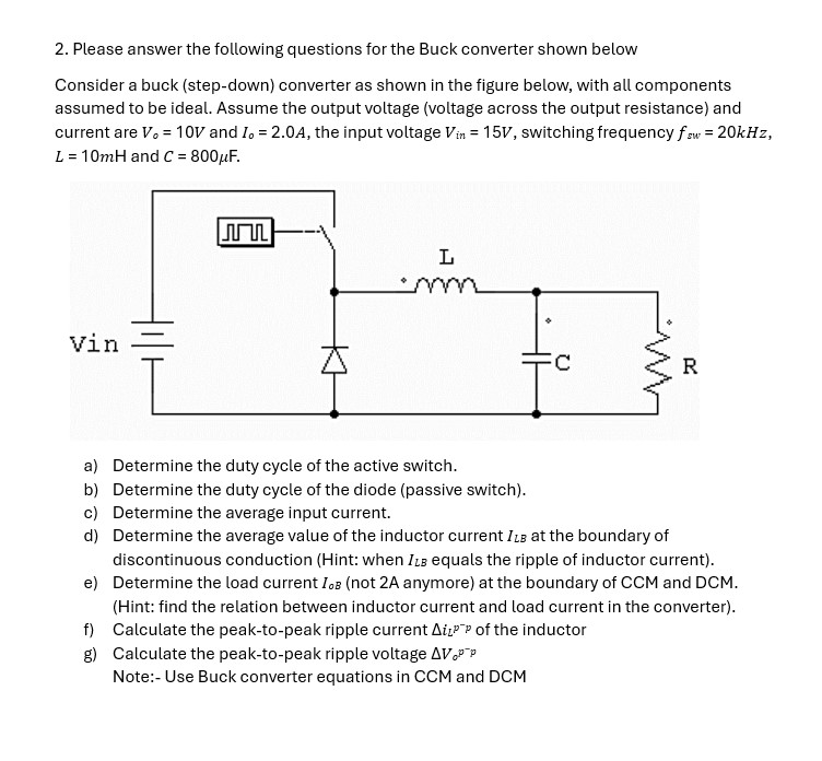Solved Please answer the following questions for the Buck | Chegg.com