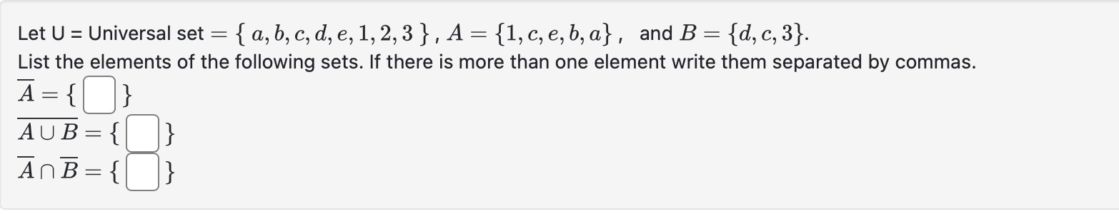 Solved Let U= ﻿Universal set | Chegg.com