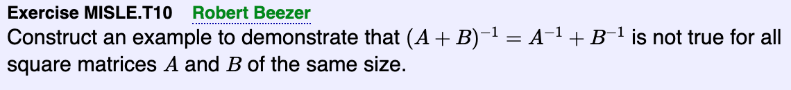 Solved Exercise MISLE.T10 Robert Beezer Construct an example | Chegg.com