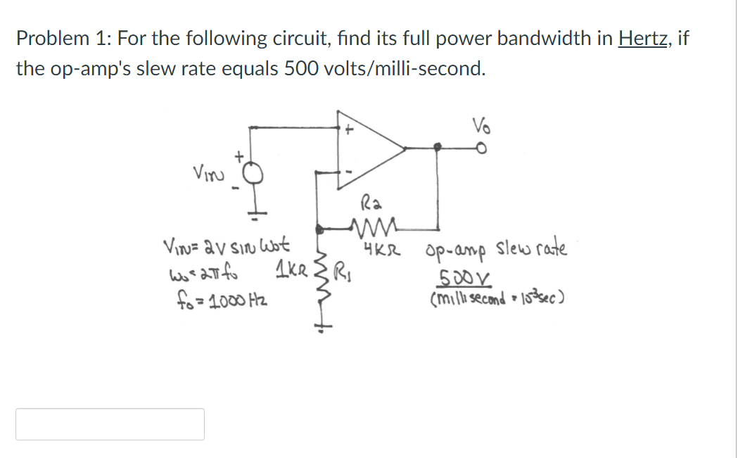 Solved Problem 1: For the following circuit, find its full | Chegg.com