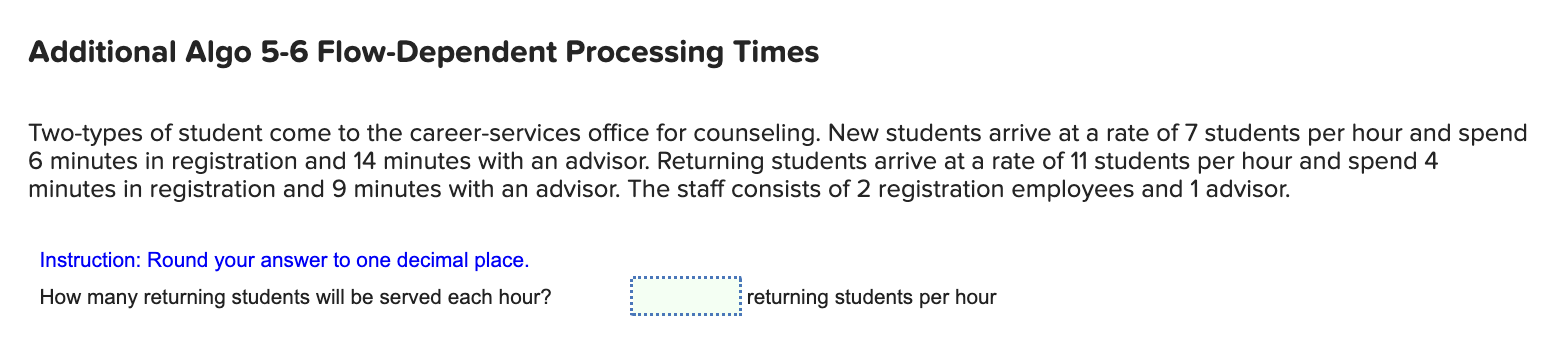 Solved Additional Algo 5-6 Flow-Dependent Processing Times | Chegg.com