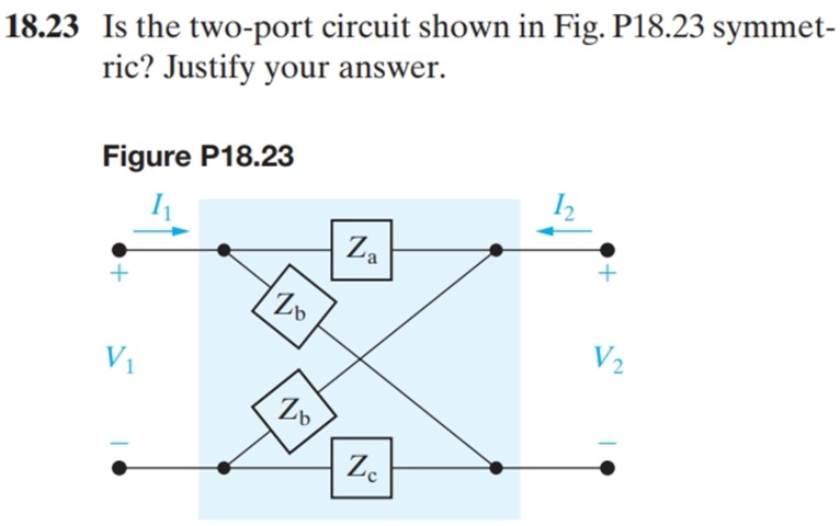 Solved 18.23 ﻿Is the two-port circuit shown in Fig. P18.23 | Chegg.com