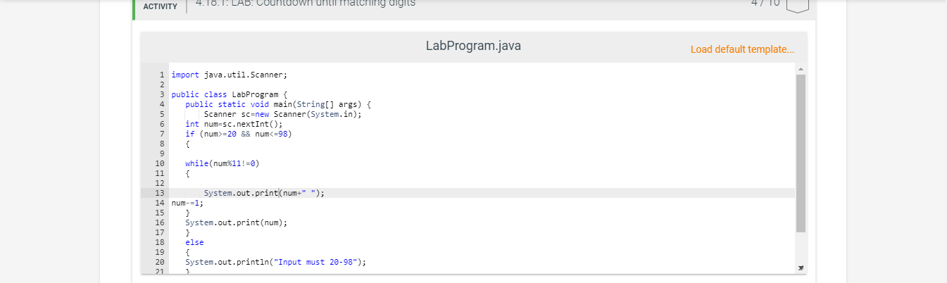 Solved ACTIVITY down urili natching digits LabProgram.java | Chegg.com