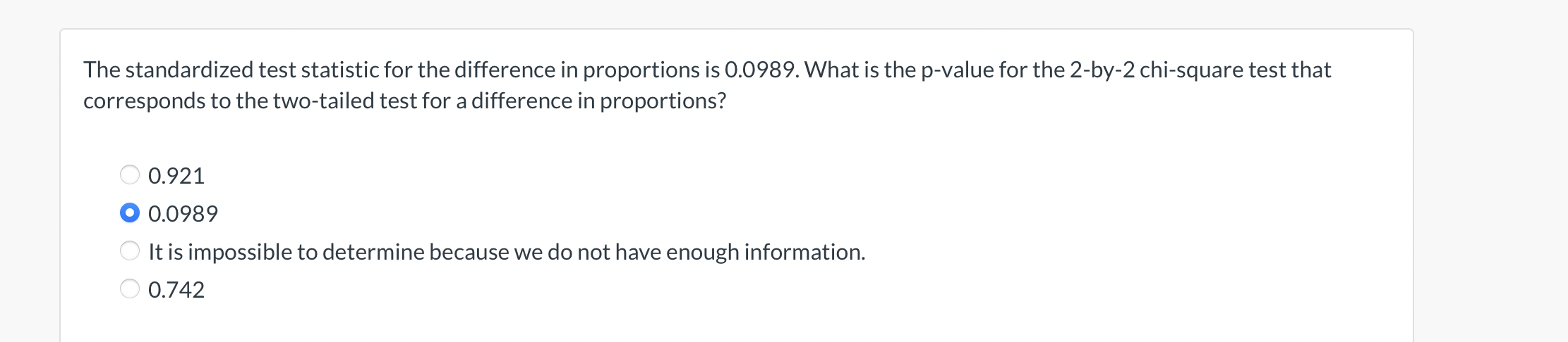 The standardized test statistic for the difference in | Chegg.com