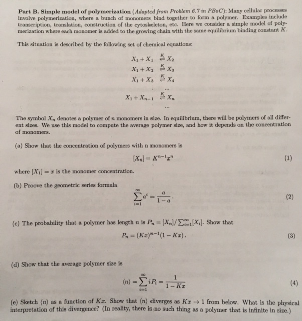 Part B. Simple model of polymerization (Adapted from | Chegg.com