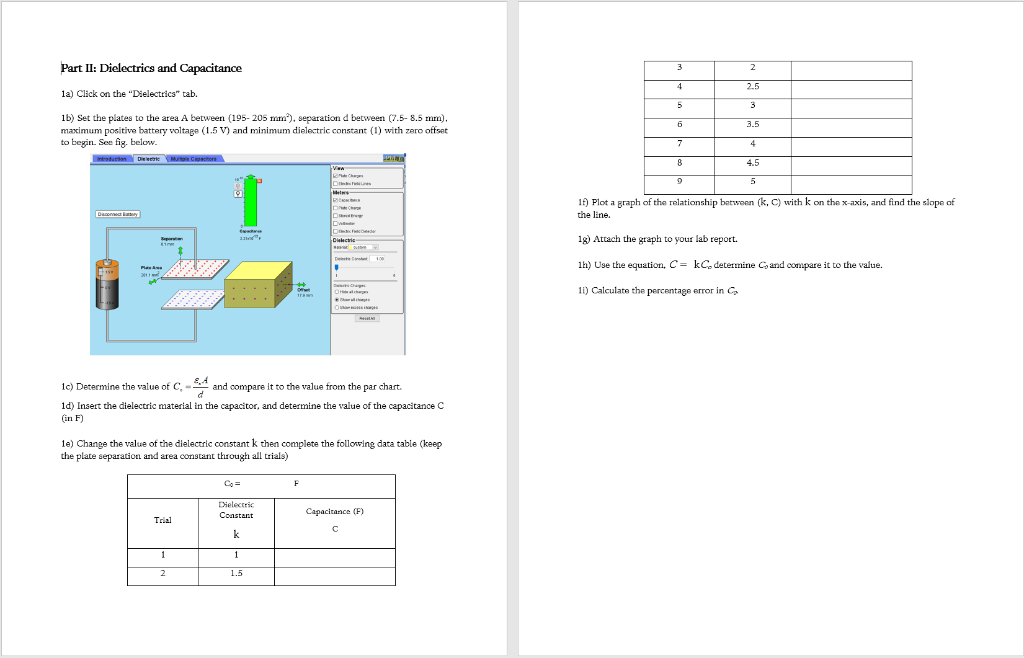 3 3 2 Part II: Dielectrics and Capacitance la) Click | Chegg.com
