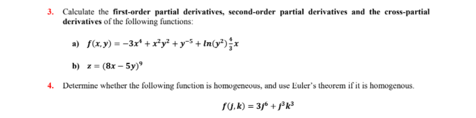 Solved 3. Calculate the first-order partial derivatives, | Chegg.com