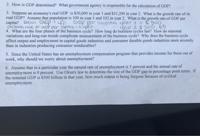 Solved 2. How is GDP determined? What government agency is | Chegg.com