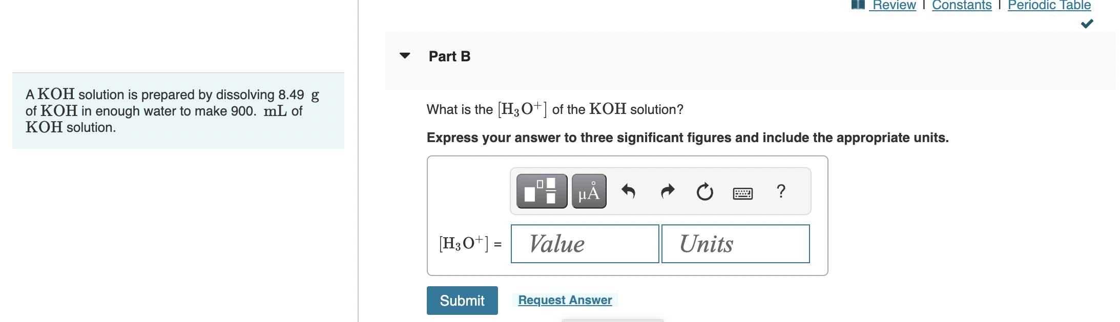 Solved A KOH solution is prepared by dissolving 8.49 g of | Chegg.com