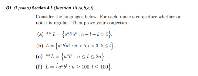 Solved Consider the languages below. For each, make a | Chegg.com