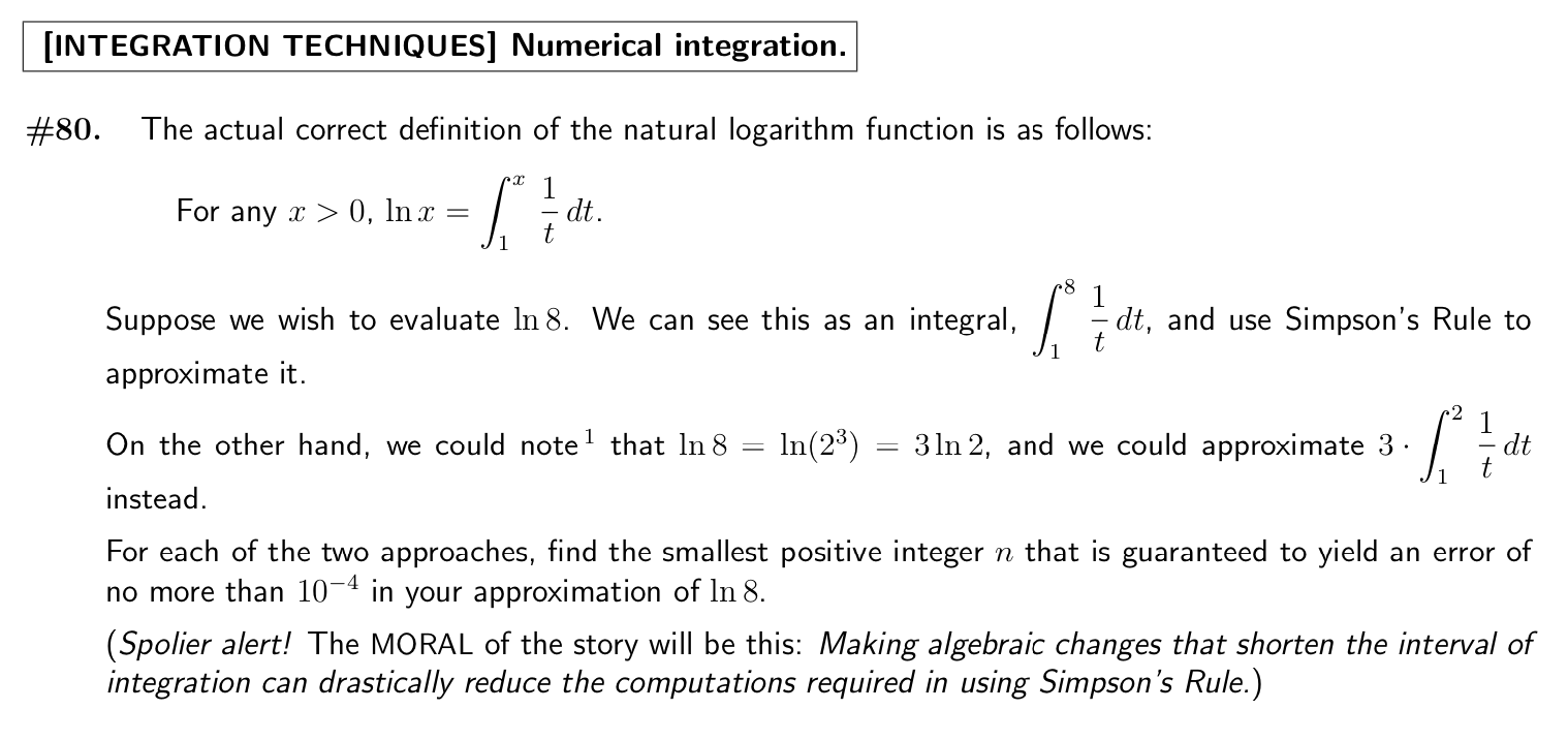 Solved [INTEGRATION TECHNIQUES) Numerical integration. #80. | Chegg.com