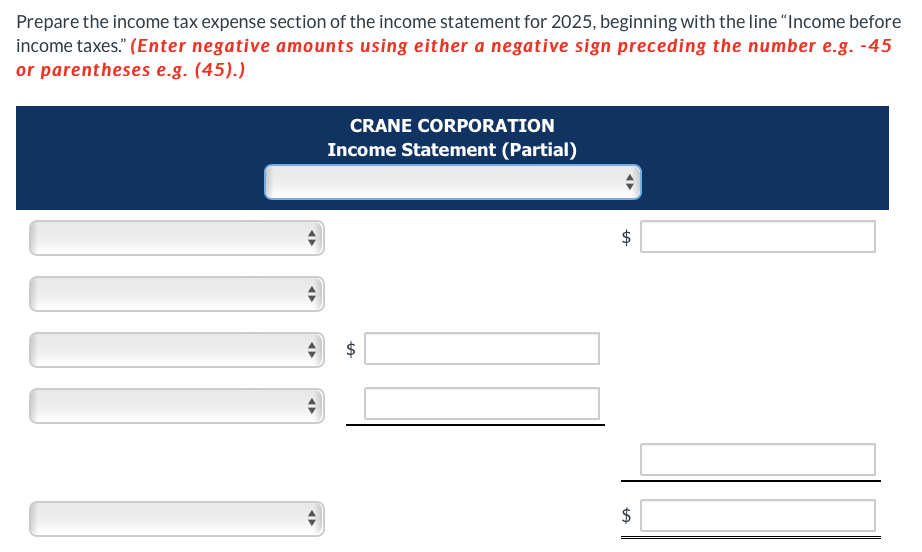 Solved Crane Corporation has one temporary difference at the | Chegg.com