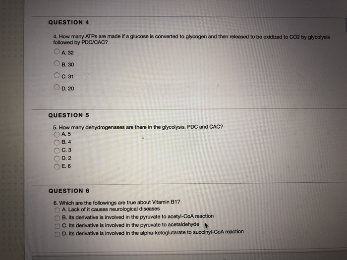 Solved QUESTION 4 4. How many ATPs are made if a glucose is | Chegg.com