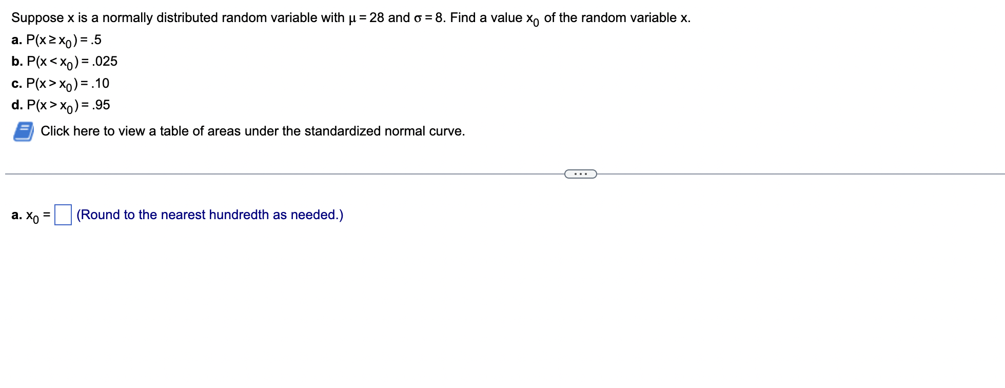 Solved Suppose x is a normally distributed random variable | Chegg.com