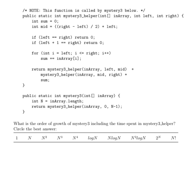 Solved 5. Program Analysis In the following mystery | Chegg.com