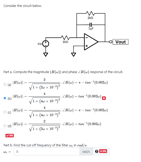 Solved Consider the circuit below. 2k2 HE luf 1kΩ Vin Vout | Chegg.com