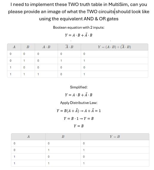 Solved I need to implement these TWO truth table in | Chegg.com