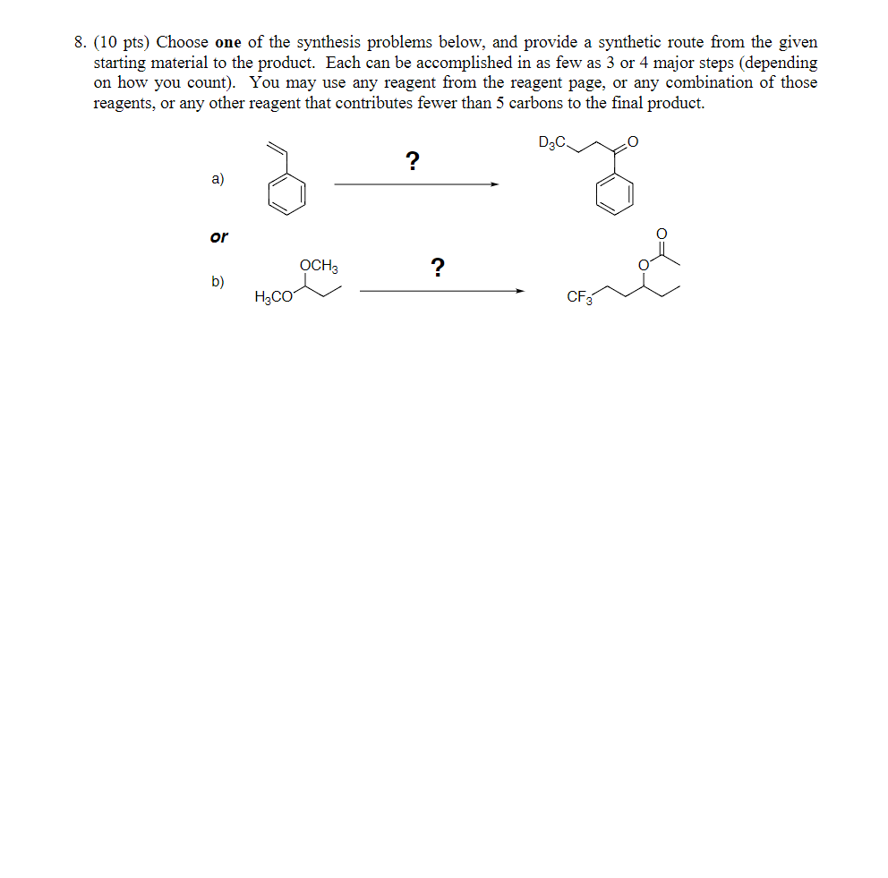 Solved 8. (10 pts) Choose one of the synthesis problems | Chegg.com