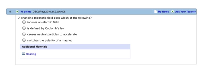 Solved 5. 1 points OSColPhys2016 24.2.WA.008. My Notes Ask | Chegg.com Solved 5. 1 points OSColPhys2016 24.2.WA.008. My Notes Ask | Chegg.com