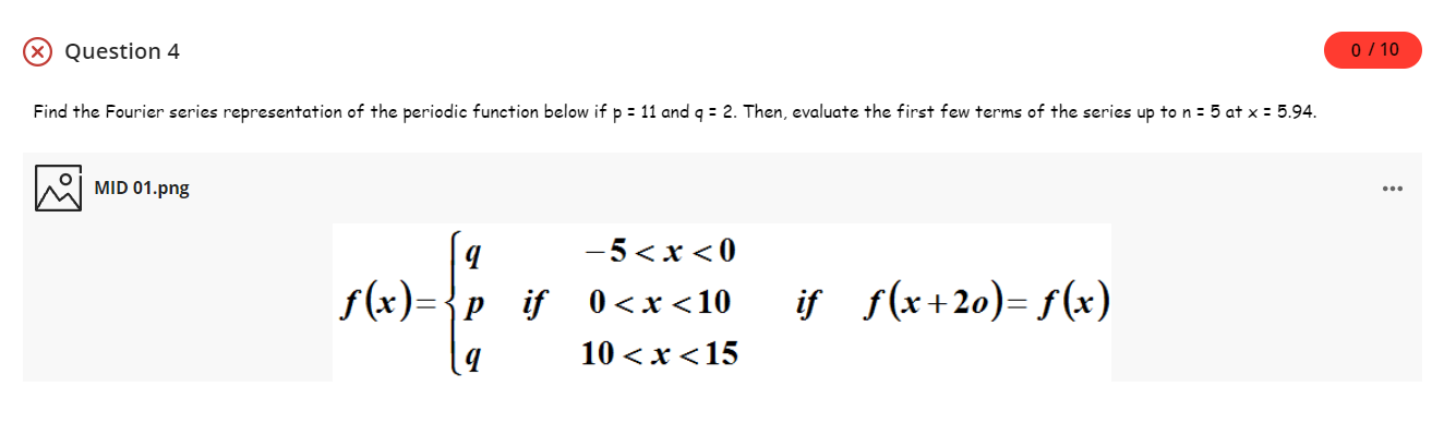 Solved Question 4 0 / 10 Find the Fourier series | Chegg.com