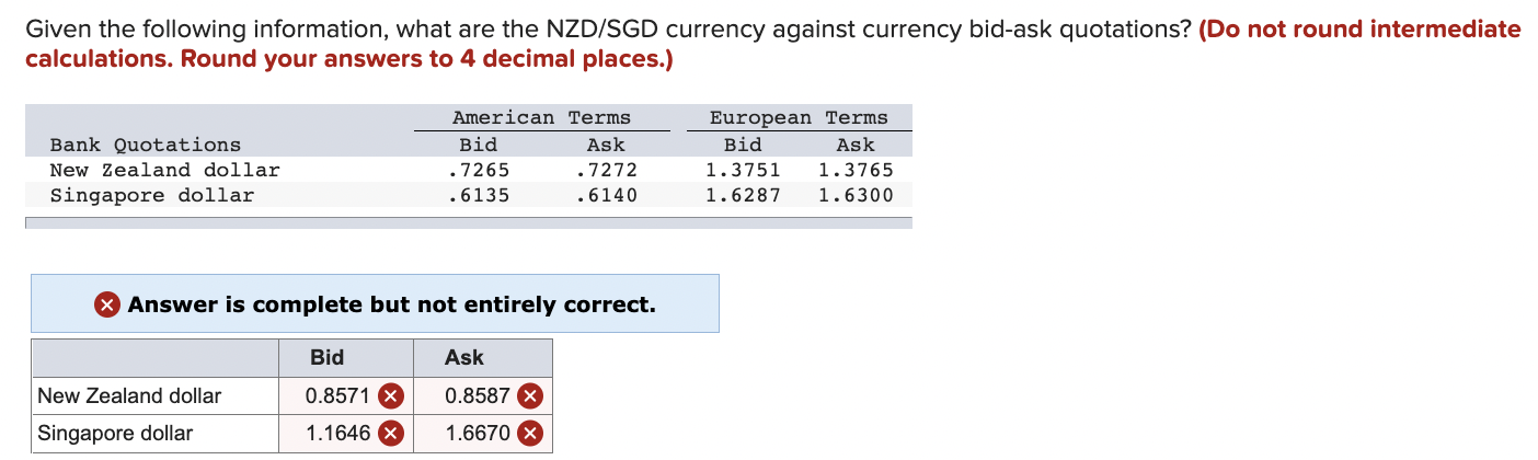 Solved Given the following information, what are the NZD/SGD | Chegg.com