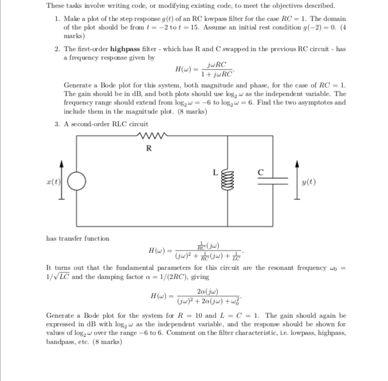 Solved These tasks involve writing code, or modifying | Chegg.com