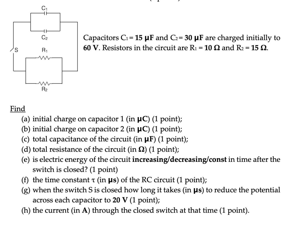 Solved C1 C2 Capacitors C1= 15 pF and C2= 30 pF are charged | Chegg.com